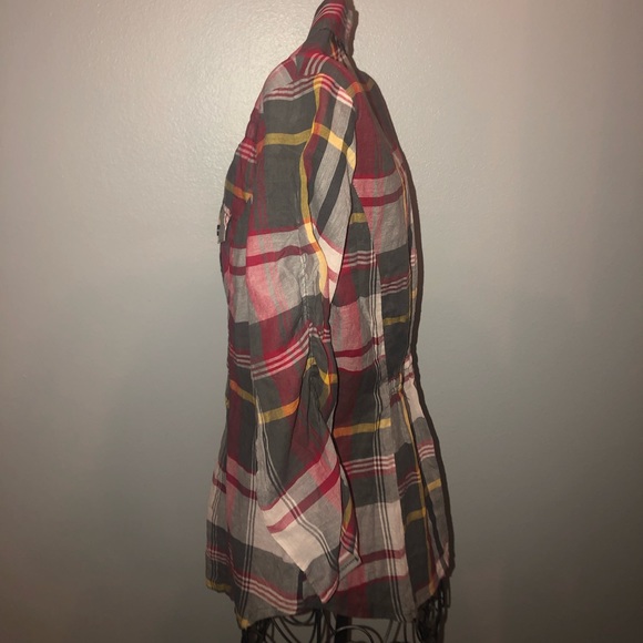 Tops | 34 Sleeve Plaid Checkered Top | Poshmark